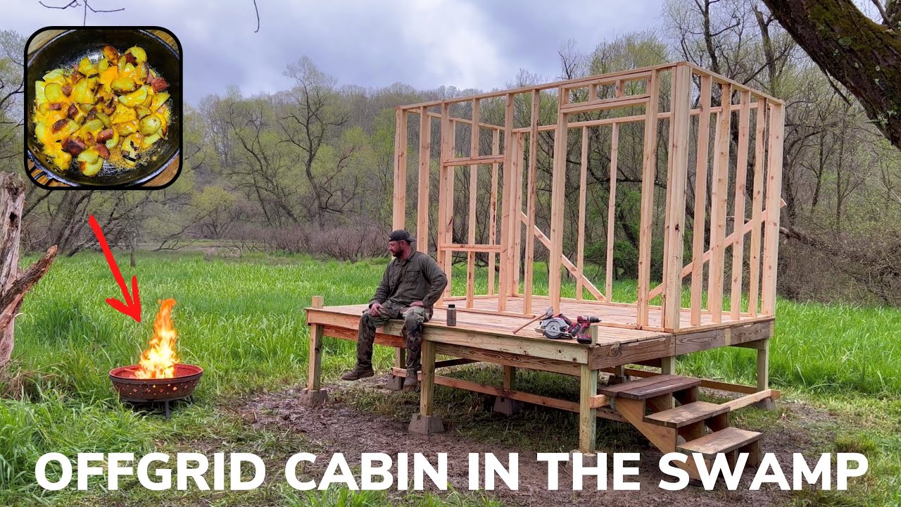 Solo 2 Day Overnight Building An Offgrid Cabin In The Swamp And Hobo ...