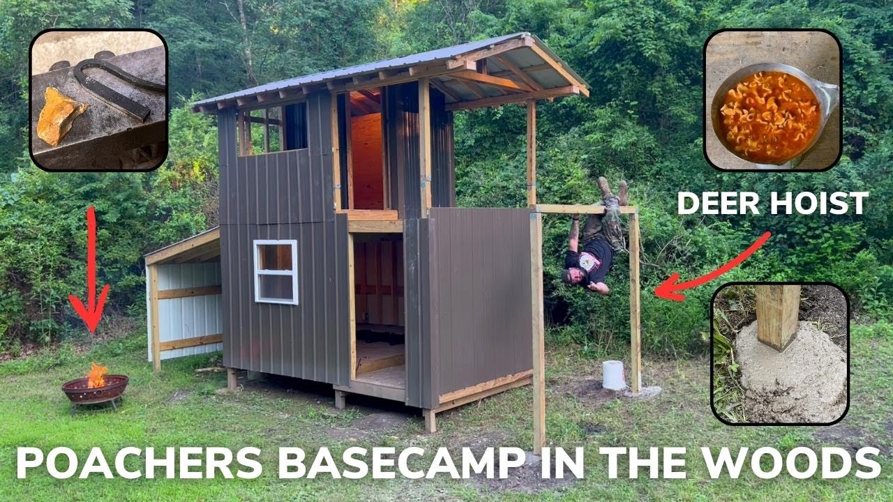 Solo Overnight Building A Poachers Basecamp With A Deer Hoist In The ...
