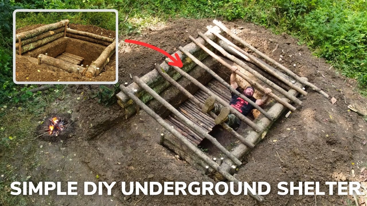 Solo Overnight Building An Underground Shelter In The Mud And Eggs With ...