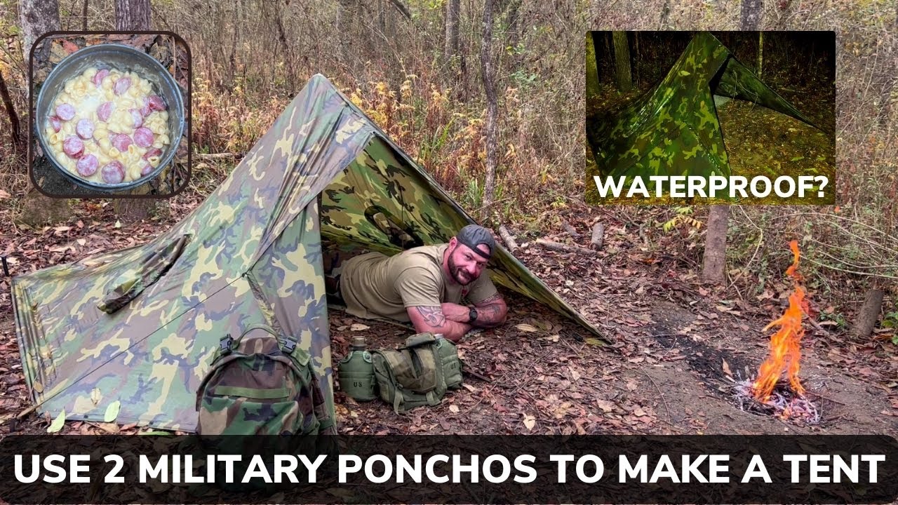 Solo Overnight Using Two Military Ponchos To Make A Tarp Tent In The ...