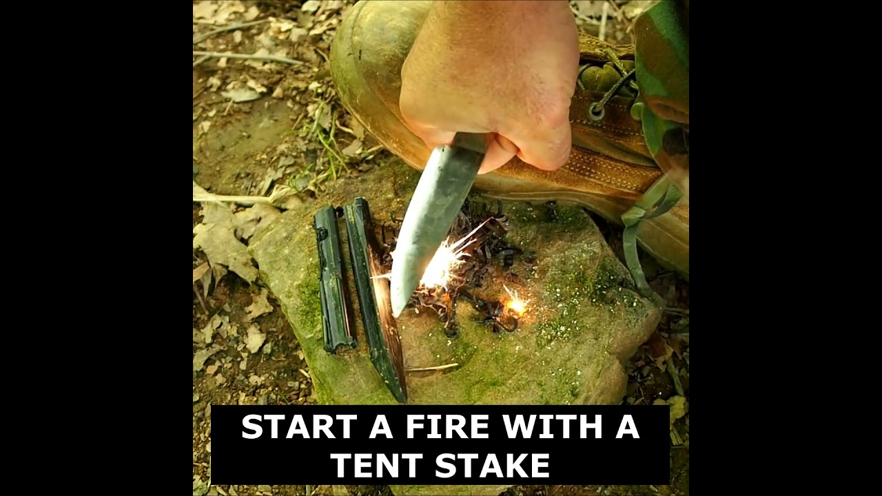 Emergency Fire From A Plastic Tent Stake. Use This Hack And Live
