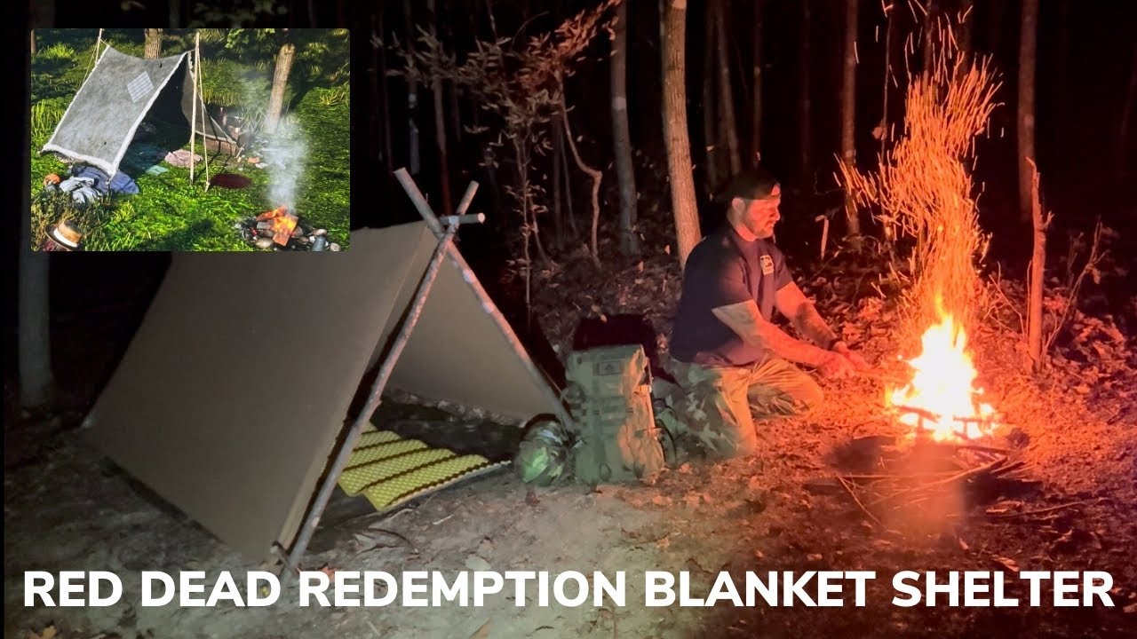 Solo Overnight Building A Red Dead Redemption 2 Wool Blanket Shelter In ...
