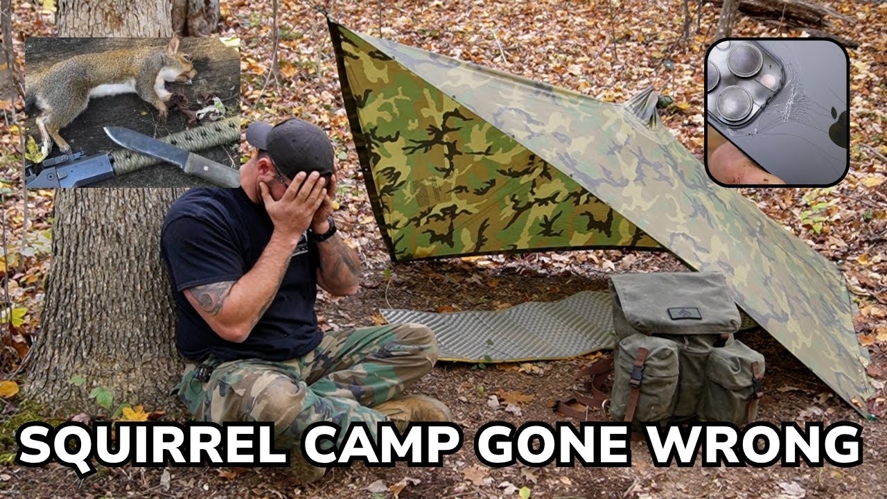 Solo Overnight Squirrel Camp Gone Wrong With Lost Footage And Damaged Gear